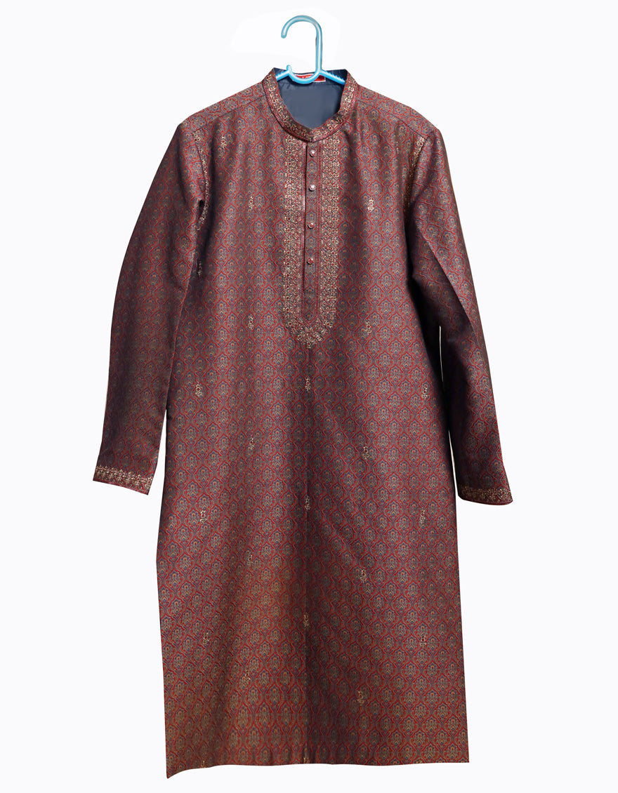 MAROON BLENDED KURTA | JJK-A-SP-50146/S25/JJ11066-FL – J. Junaid Jamshed US