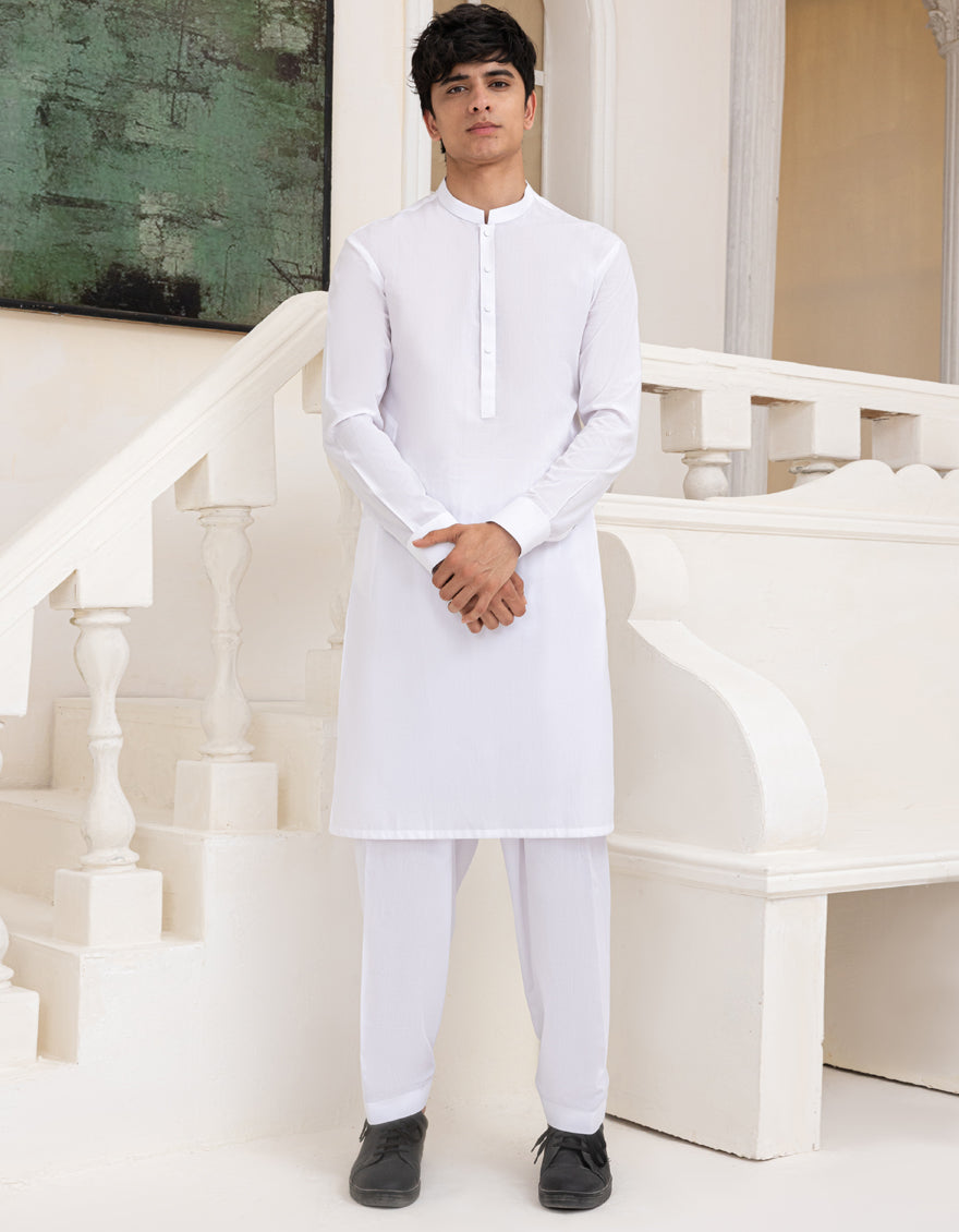 WHITE BLENDED KAMEEZ SHALWAR | JTKS-A-39290/S25/JJ6732-PN – J. Junaid ...