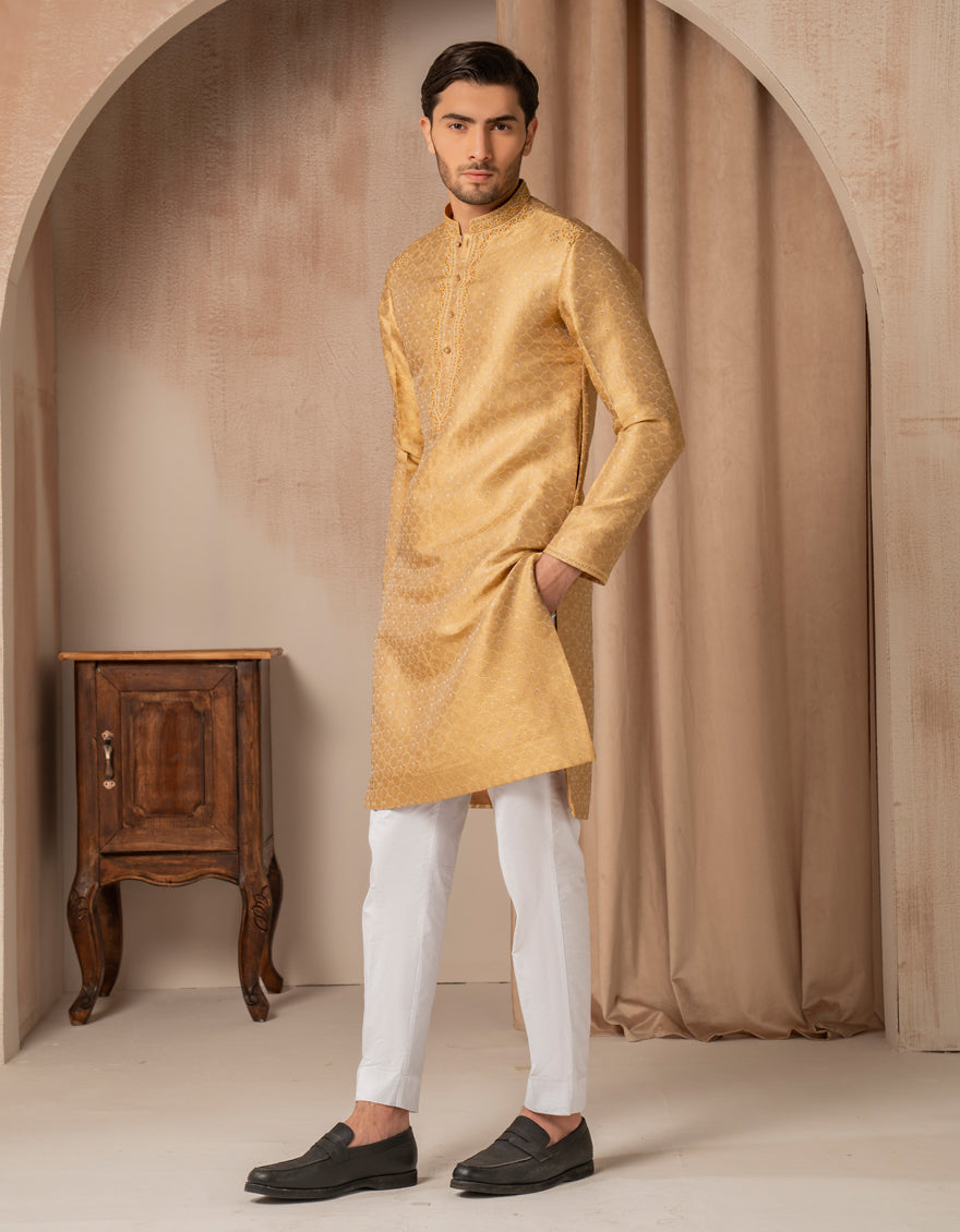 GOLDEN BLENDED SPECIAL KURTA | JJK-SP-A-50180/S25/JJ10009-FL – J ...