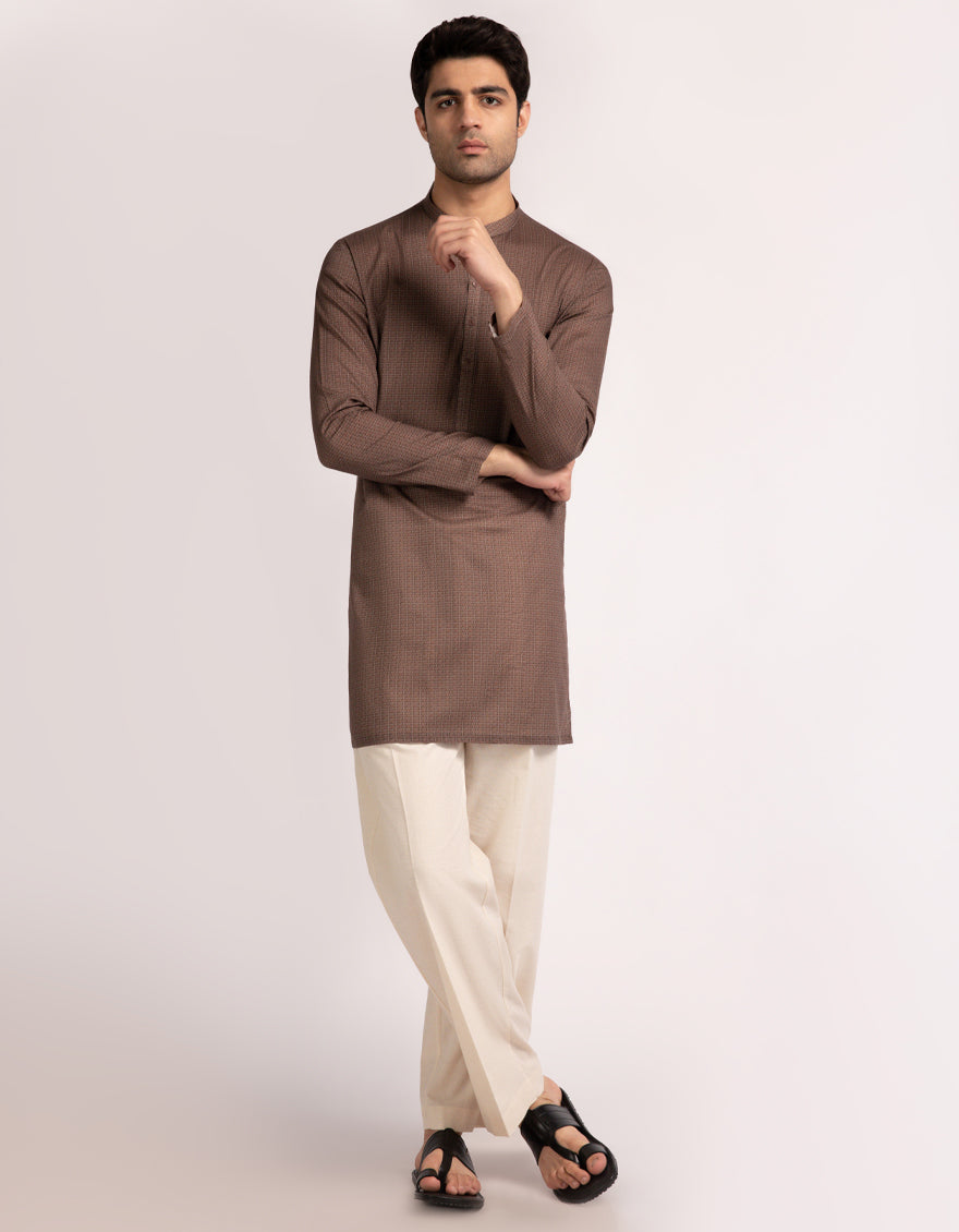 BROWN COTTON THIGH LENGTH KURTA | JJTHK-A-50393/S25/JJ10442-CL – J ...