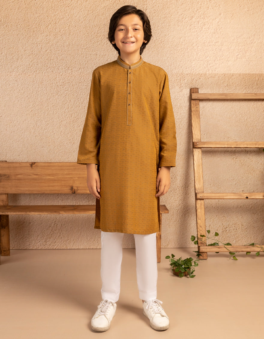 MUSTARD BLENDED KURTA | JCK-A-50312/S25/JJ9356-SF – J. Junaid Jamshed US