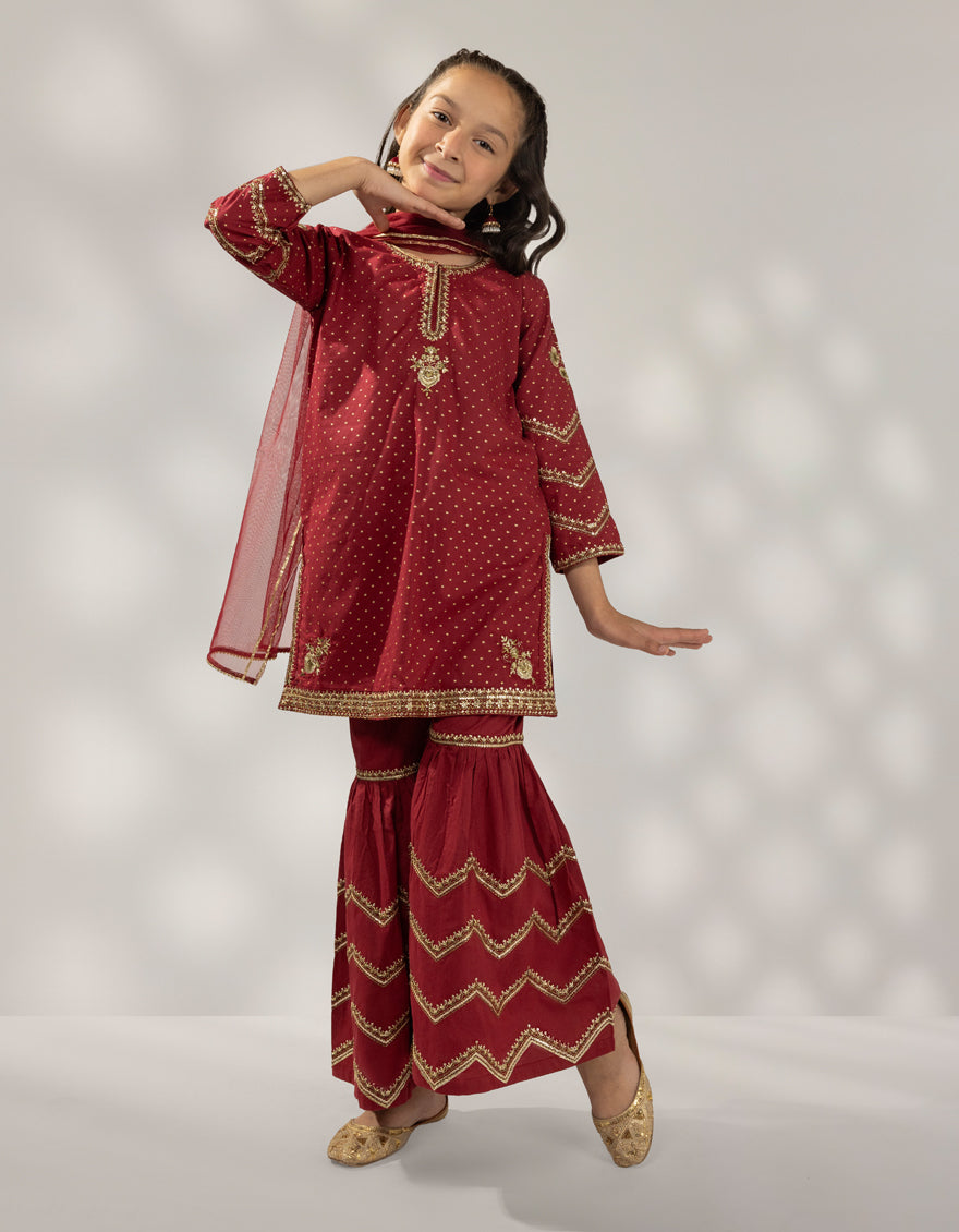 MAROON LAWN SILK 3PC STITCHED | JGKL-W-JGF-25-1923 FB/SHIREEN-03 – J. Junaid Jamshed US