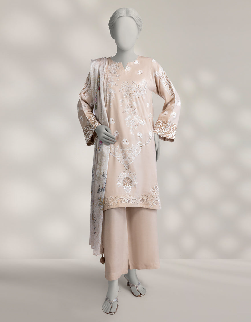 BEIGE MAPLE SILK 3PC STITCHED | JLAWN-W-25-329/S DAMASK-01 – J. Junaid ...