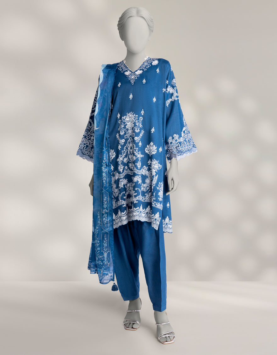 BLUE MAPLE SILK 3PC STITCHED | JLAWN-W-25-330/S DAMASK-02 – J. Junaid ...