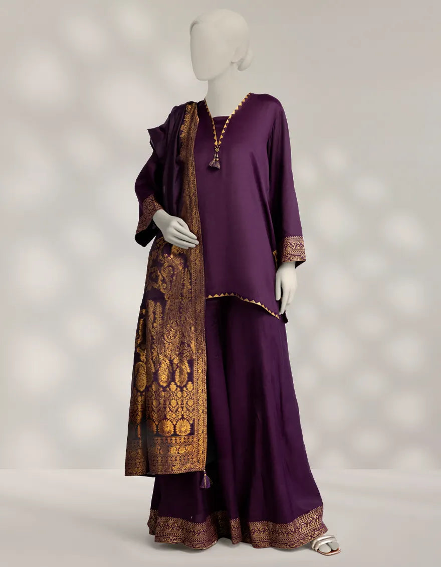 PURPLE MAPLE SILK 3PC STITCHED | JLAWN-W-25-313/S ROYAL-1 – J. Junaid ...